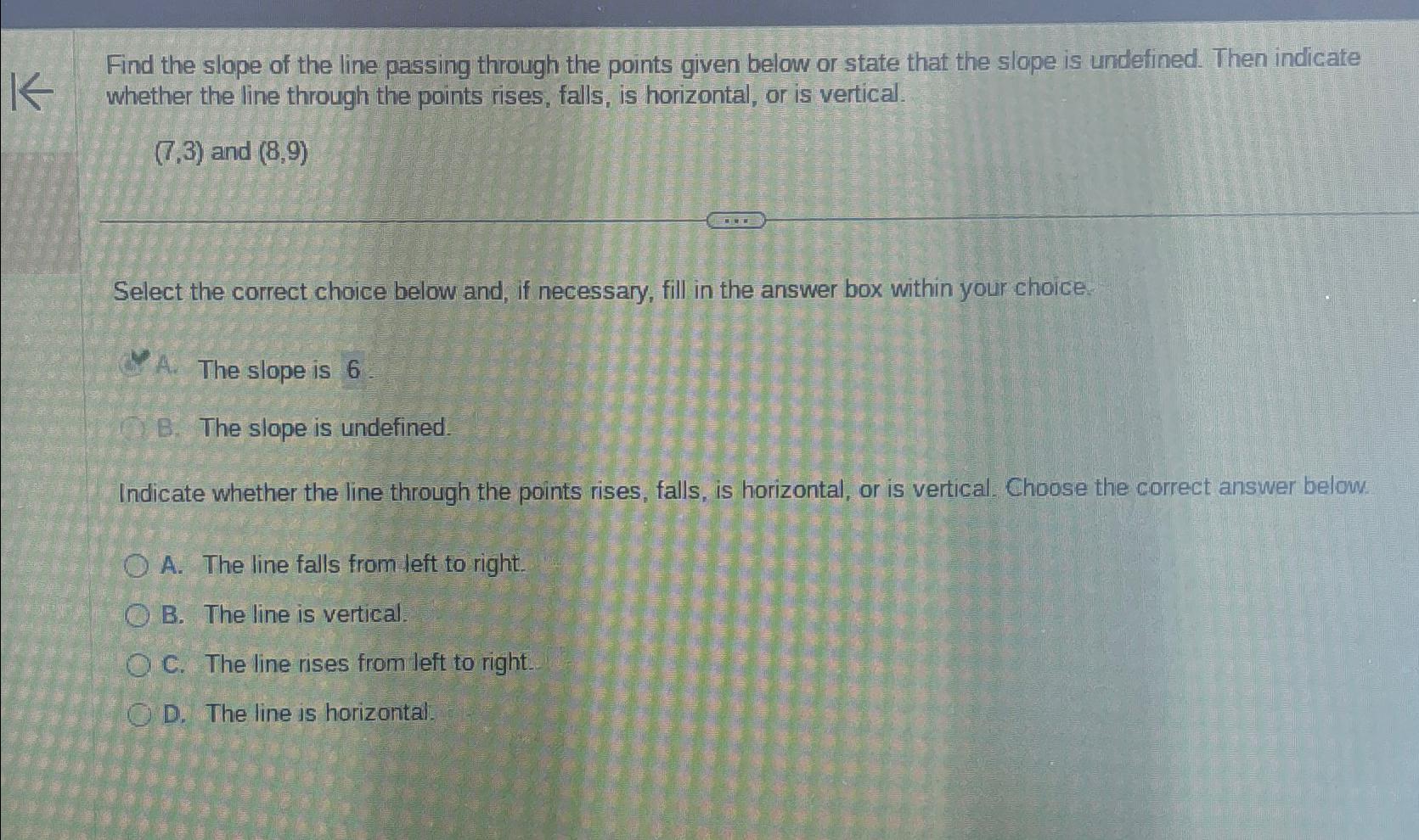 Solved Find the slope of the line passing through the points | Chegg.com