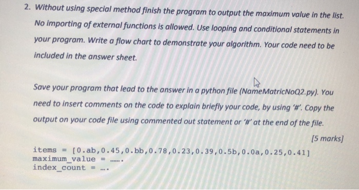 Solved 2. Without using special method finish the program to | Chegg.com