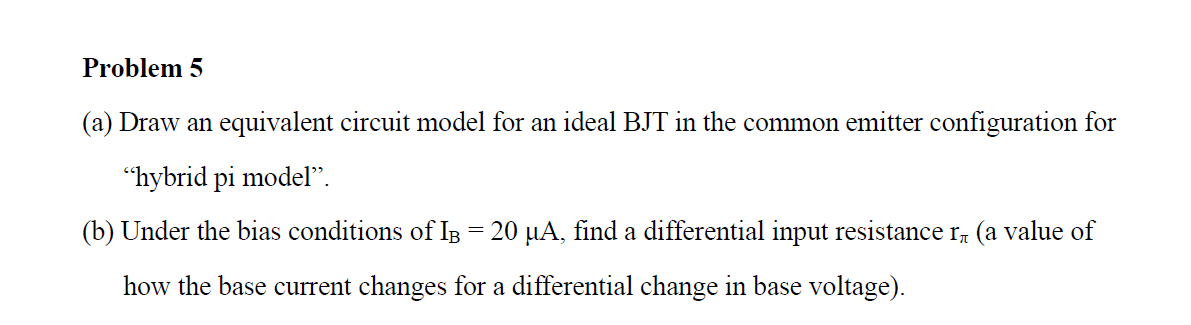 Solved Problem 5(a) ﻿Draw an equivalent circuit model for an | Chegg.com