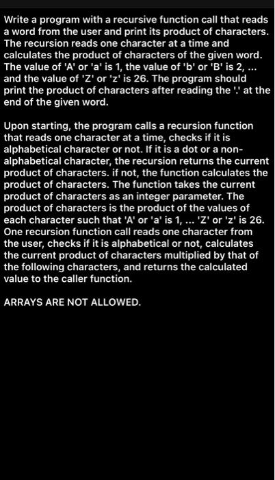 Solved Write A Program With A Recursive Function Call That 2549