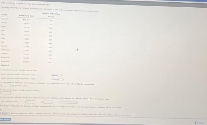 Solved High-Low Method to Determine Fixed Cost and Variable | Chegg.com