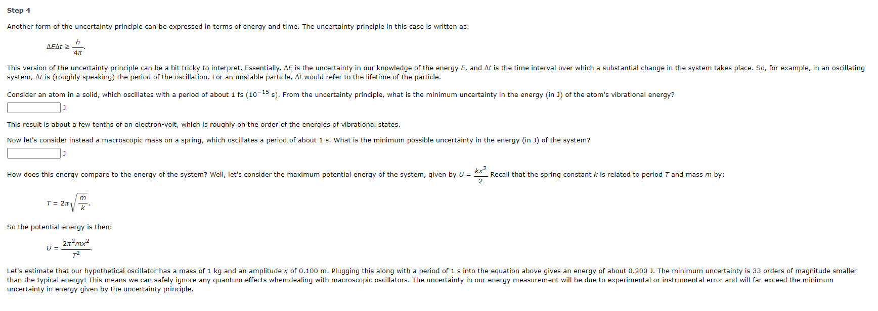 Solved Step 4Another form of the uncertainty principle can | Chegg.com