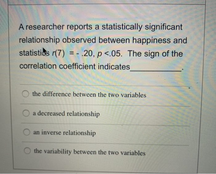 Solved A researcher reports a statistically significant | Chegg.com
