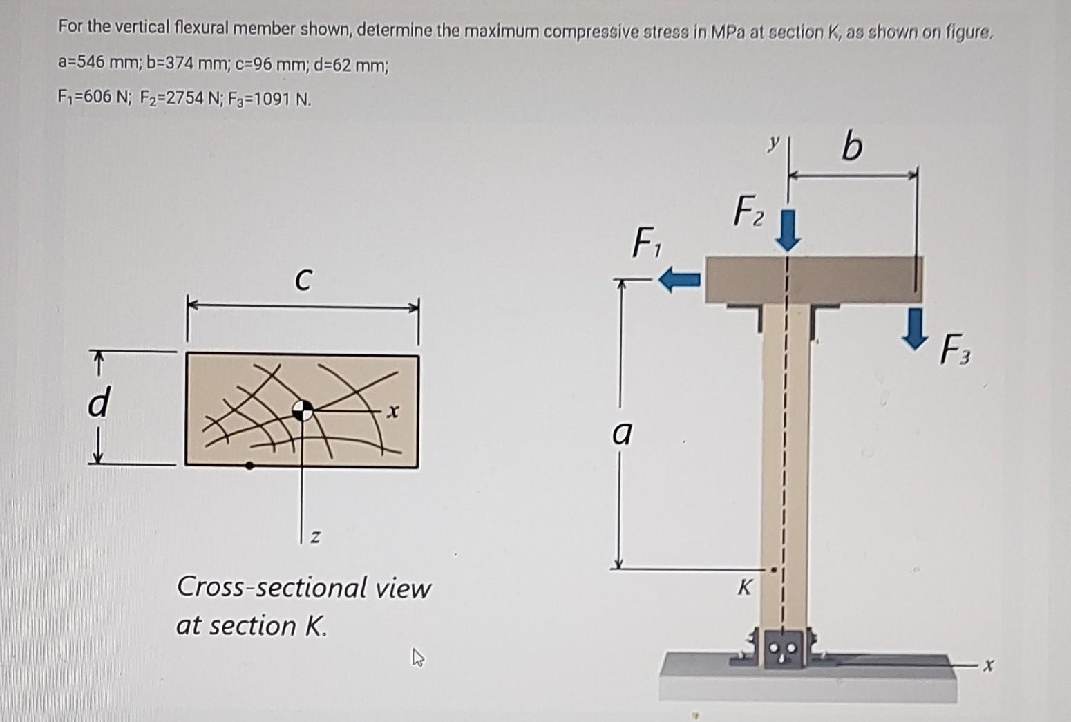 Solved For the vertical flexural member shown, determine the | Chegg.com