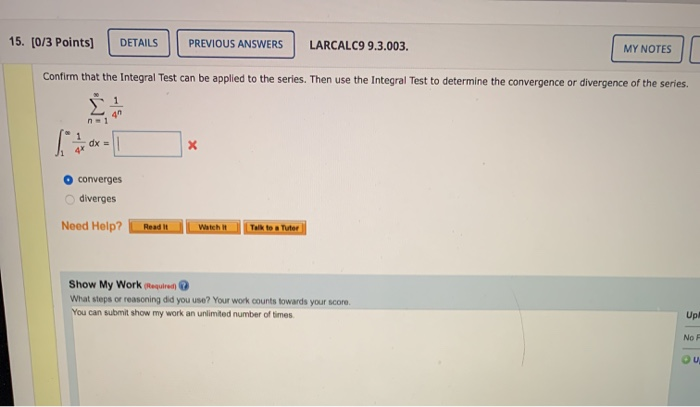 Solved 15. (0/3 Points) DETAILS PREVIOUS ANSWERS LARCALC9 | Chegg.com Solved 15. (0/3 Points) DETAILS PREVIOUS ANSWERS LARCALC9 | Chegg.com