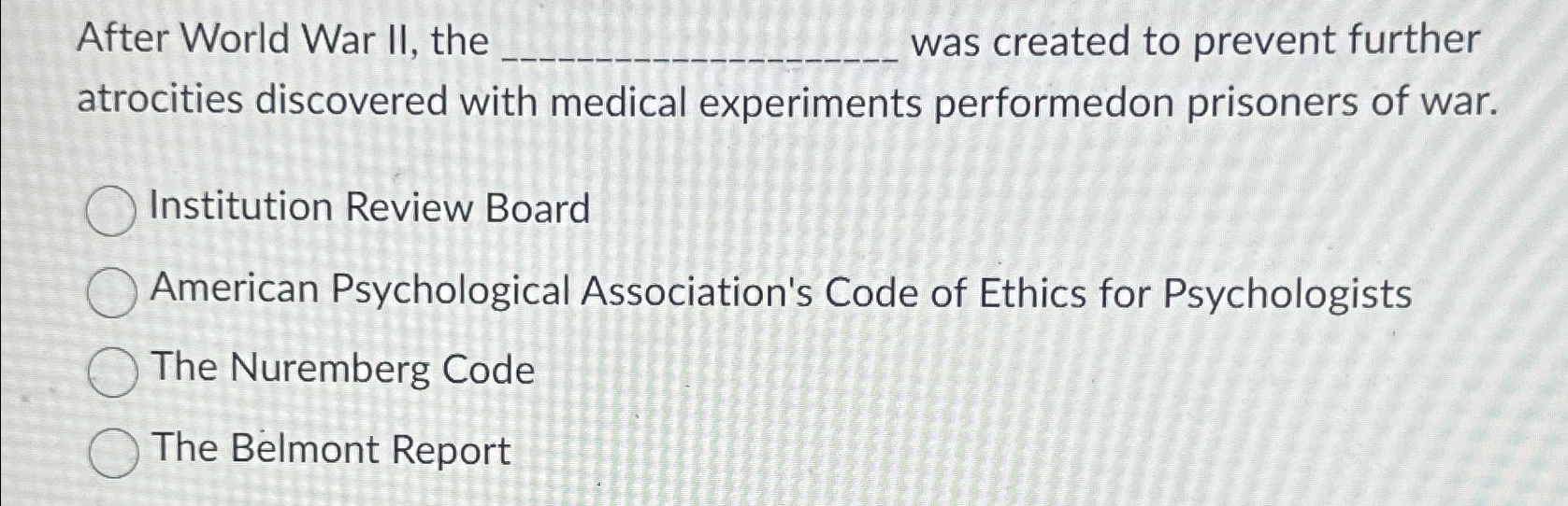 Solved After World War II, ﻿the was created to prevent | Chegg.com