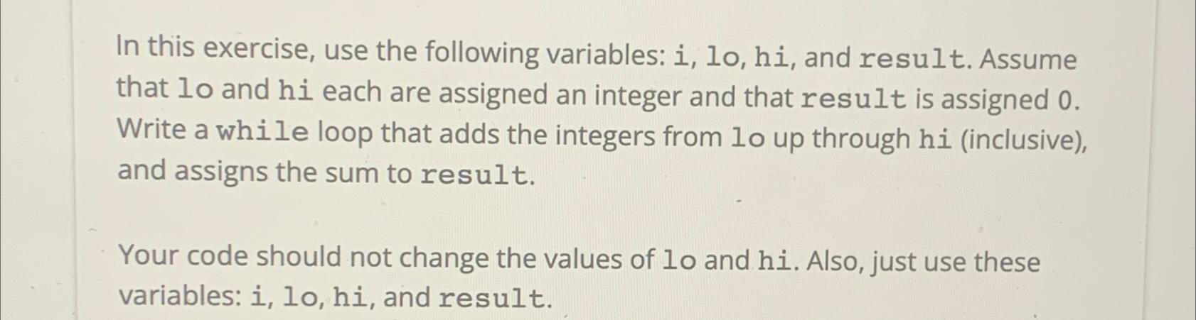 Solved In this exercise, use the following variables: | Chegg.com