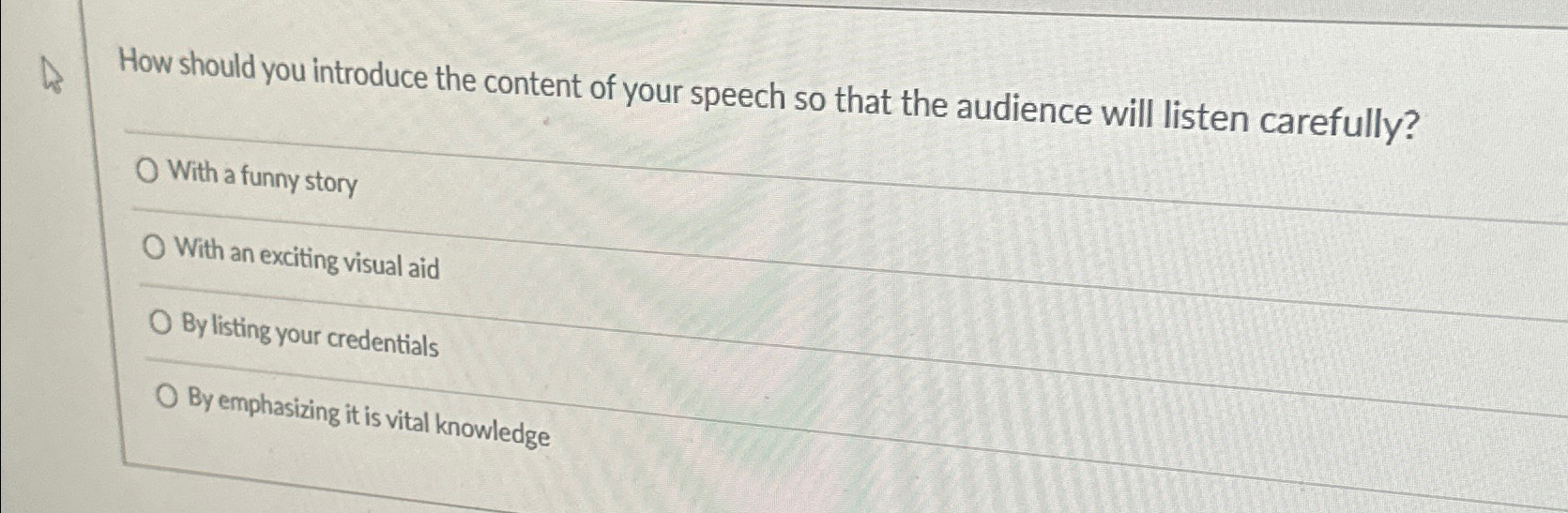 Solved How should you introduce the content of your speech | Chegg.com