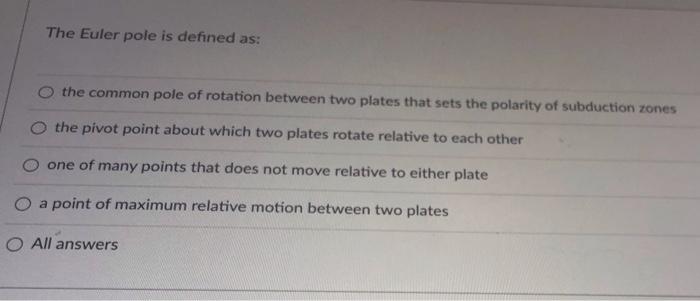 Solved The Euler pole is defined as: the common pole of | Chegg.com