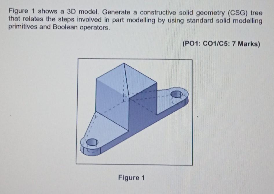 Solved Figure 1 shows a 3D model. Generate a constructive | Chegg.com