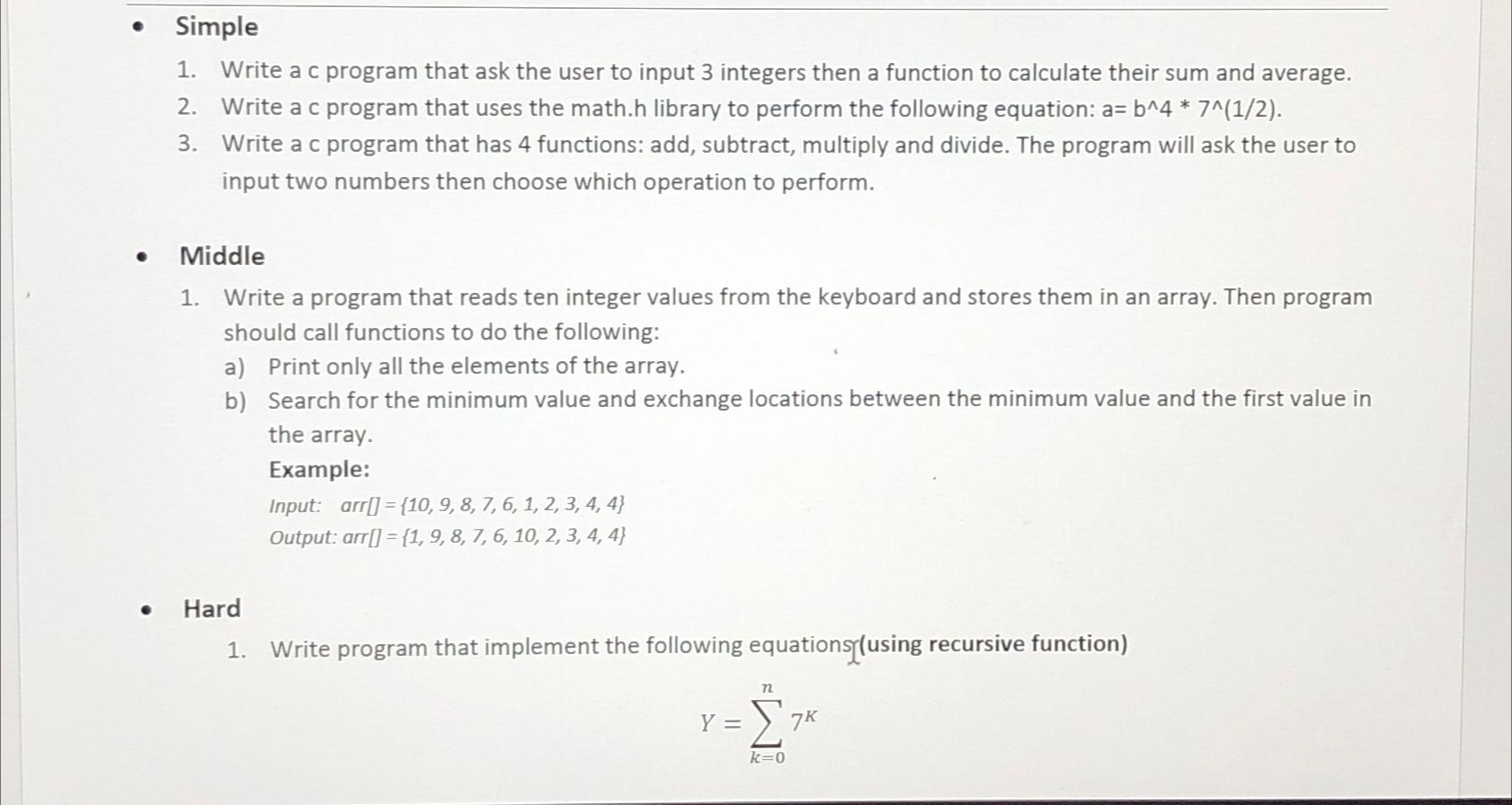 SimpleWrite a c program that ask the user to input 3 | Chegg.com