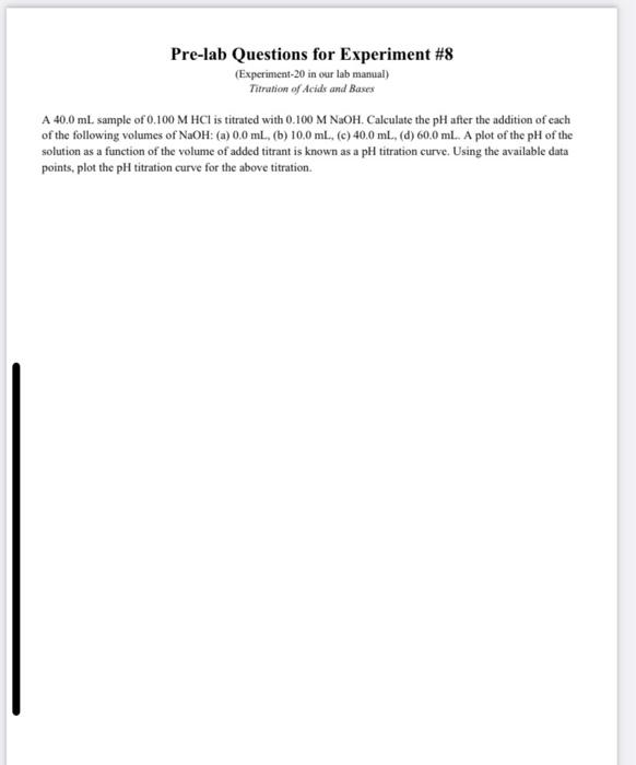 Solved Pre-lab Questions for Experiment #8 (Experiment-20 in | Chegg.com