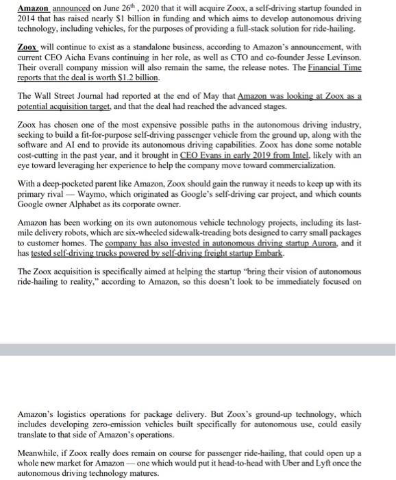 Solved in a paragraph explain why do you think Amazon made | Chegg.com