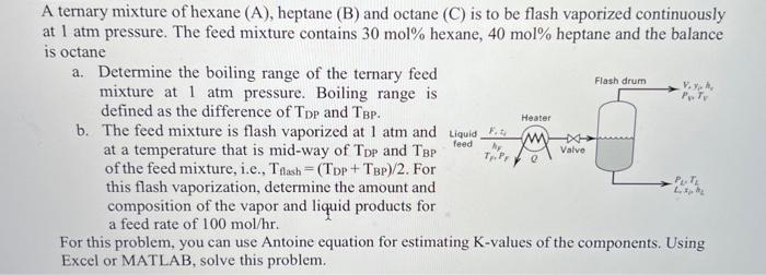 Solved A ternary mixture of hexane (A), heptane (B) and | Chegg.com
