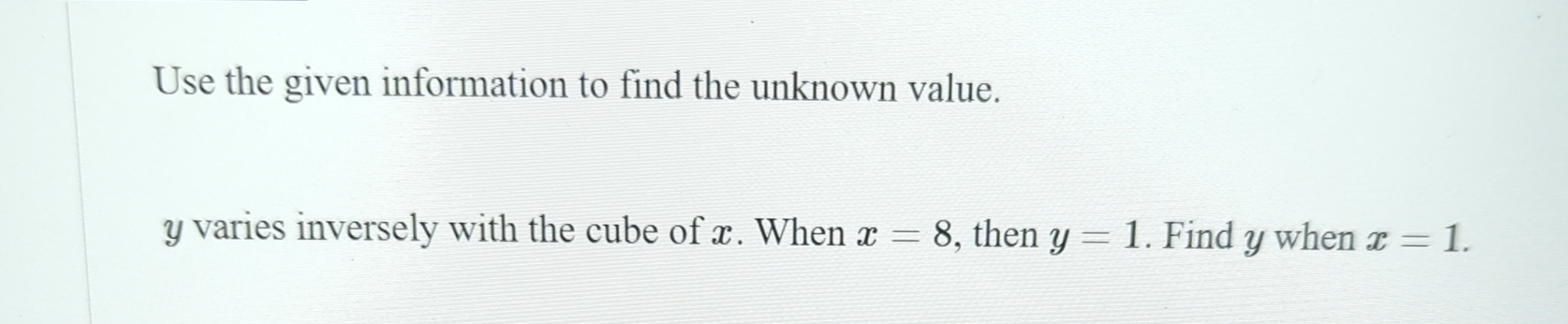 Solved Use the given information to find the unknown value.y | Chegg.com