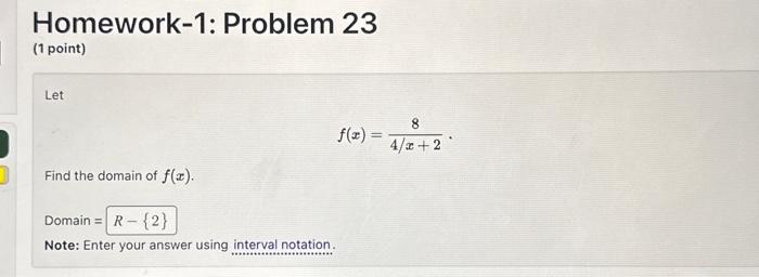 Solved Homework-1: Problem 23 (1 point) Let f(x)=4/x+28 Find | Chegg.com