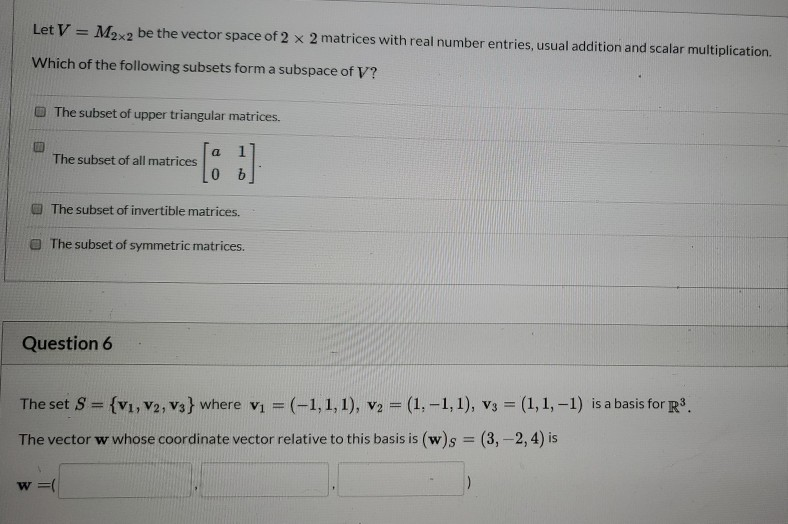 Solved Let V = M2x2 be the vector space of 2 x 2 matrices | Chegg.com