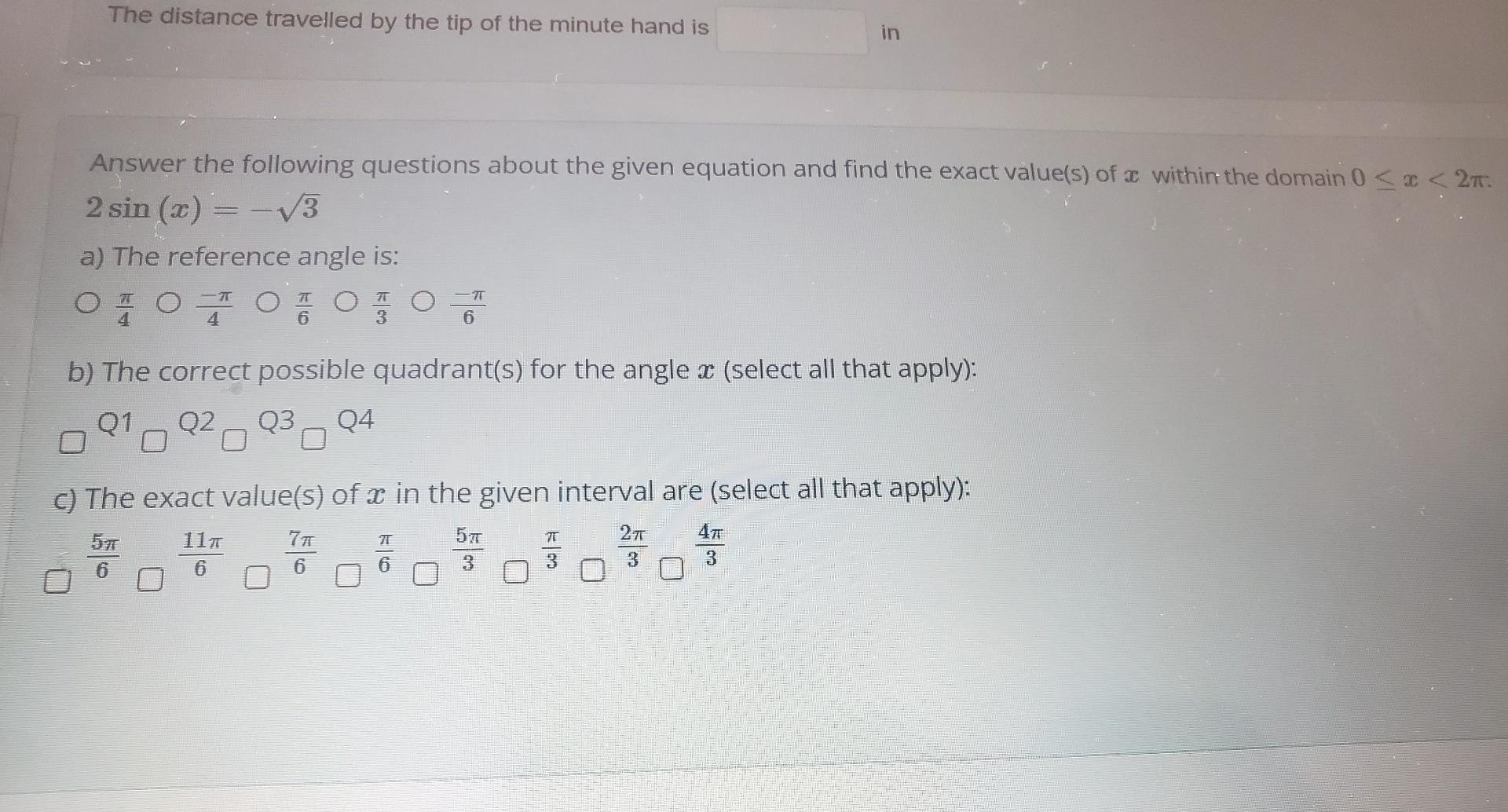 Solved The distance travelled by the tip of the minute hand | Chegg.com