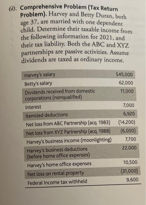 60. Comprehensive Problem (Tax Return Problem). | Chegg.com