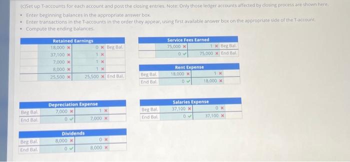 Solved (c)Set up T-accounts for each account and post the | Chegg.com