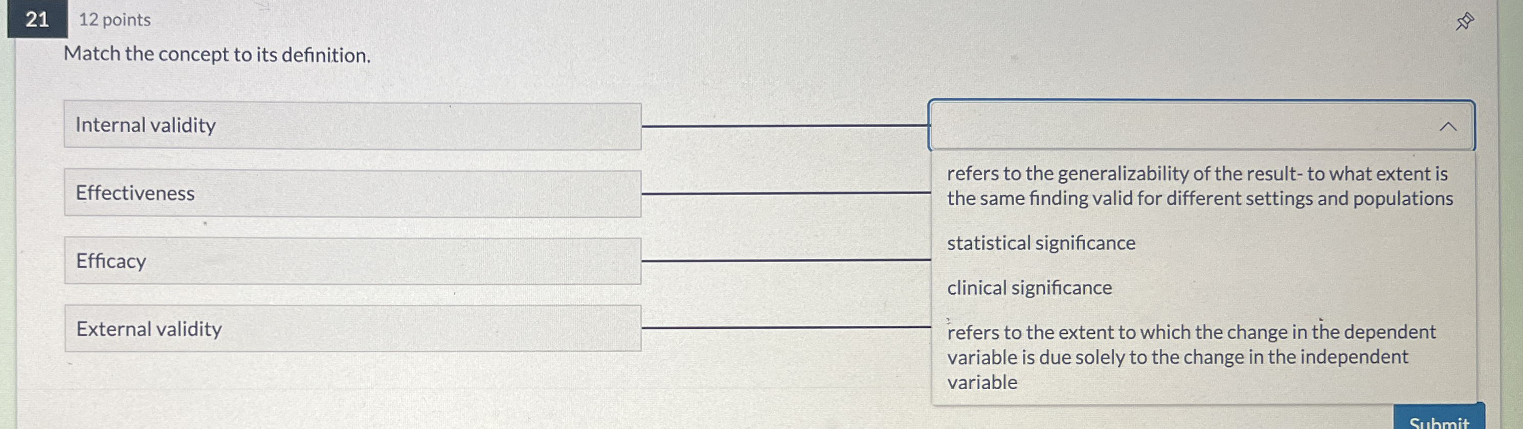 Solved 21,12 ﻿pointsMatch the concept to its | Chegg.com