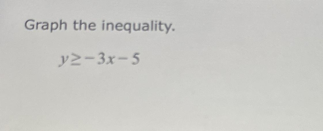 Solved Graph the inequality.y≥-3x-5 | Chegg.com