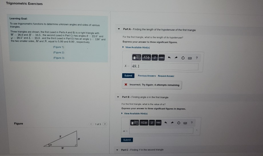 Solved Trigonometric Exercises Part A - Finding the length | Chegg.com Solved Trigonometric Exercises Part A - Finding the length | Chegg.com