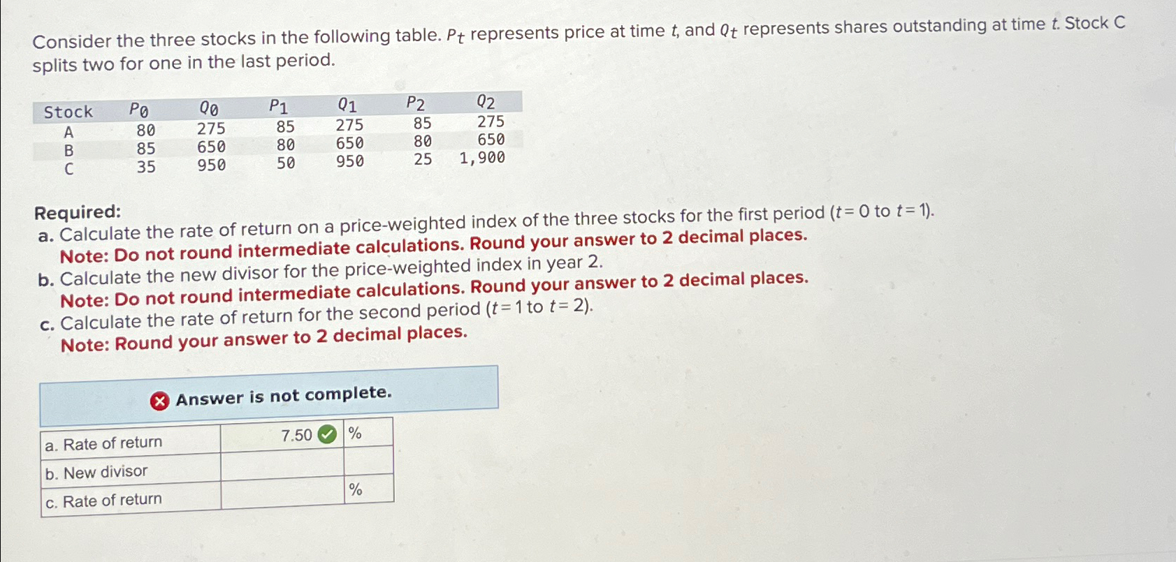 Solved Consider the three stocks in the following table. Pt | Chegg.com