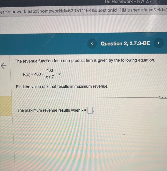 Solved The revenue function for a one-product firm is given | Chegg.com