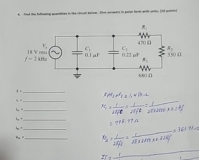 Find the following quantities in the circuit below. | Chegg.com