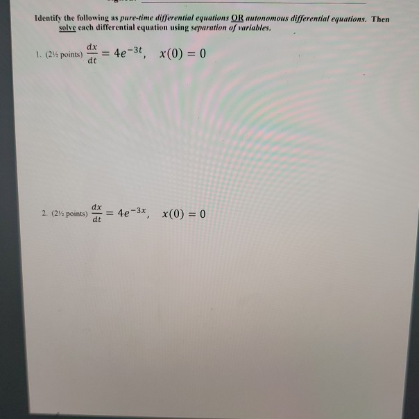 Solved Identify the following as pure-time differential | Chegg.com