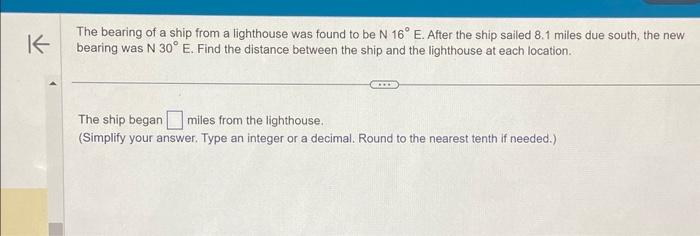 Solved The bearing of a ship from a lighthouse was found to | Chegg.com