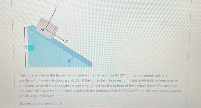 Solved The crate shown in the figure lies on a plane tilted | Chegg.com