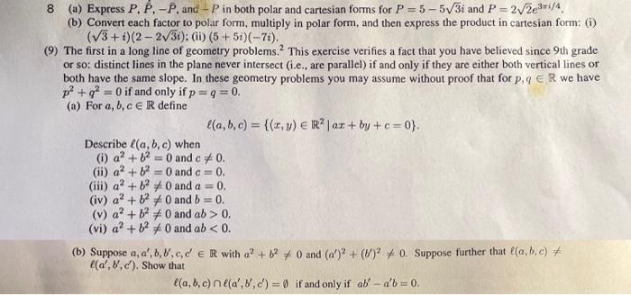 Solved (a) Express P,Pˉ,−Pˉ, and −P in both polar and | Chegg.com