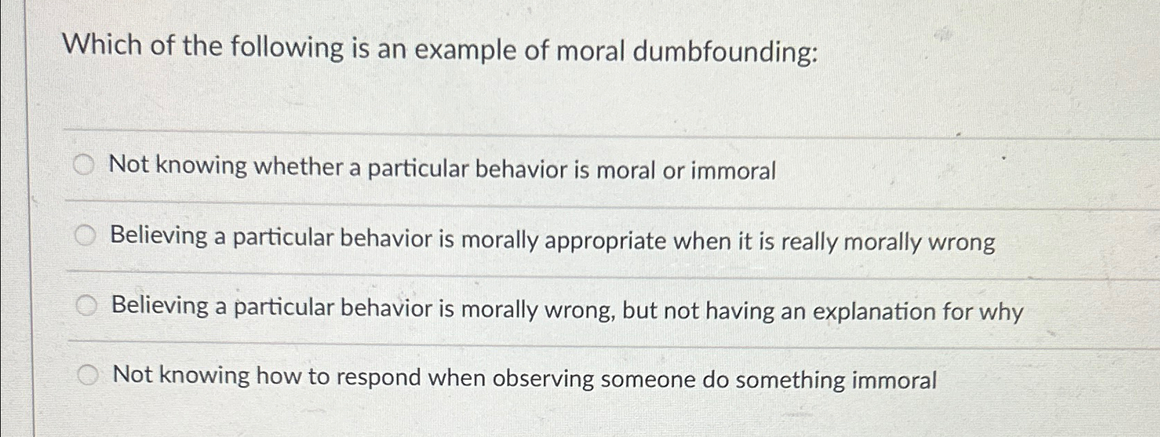 Solved Which of the following is an example of moral | Chegg.com