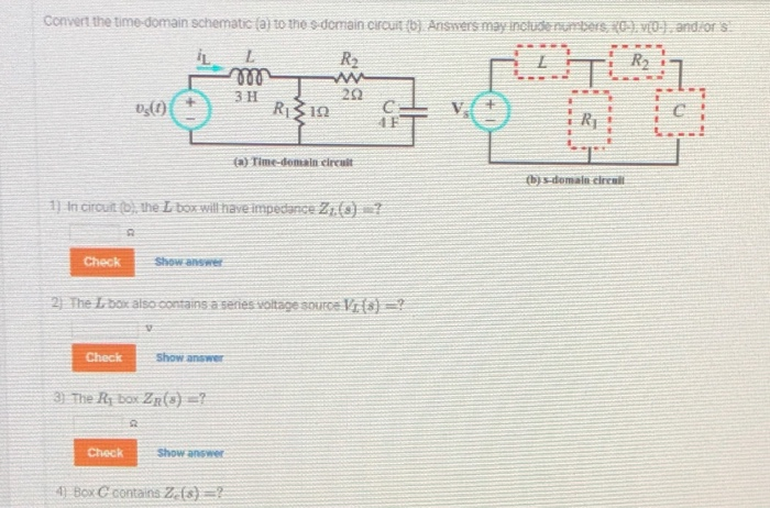 Solved Convert the time domain schematic (a) to the s domain | Chegg.com