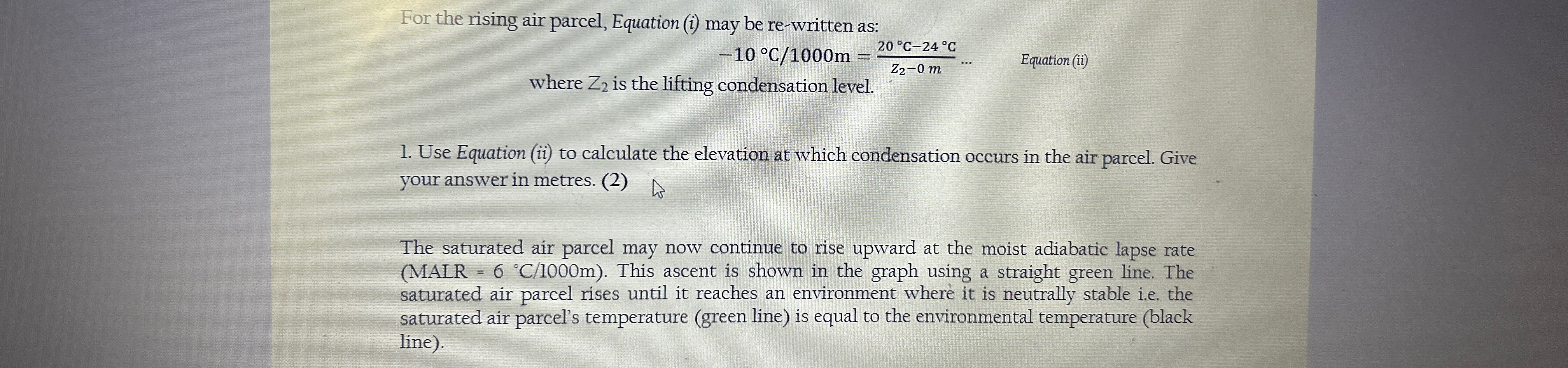 Solved For the rising air parcel, Equation (i) ﻿may be | Chegg.com