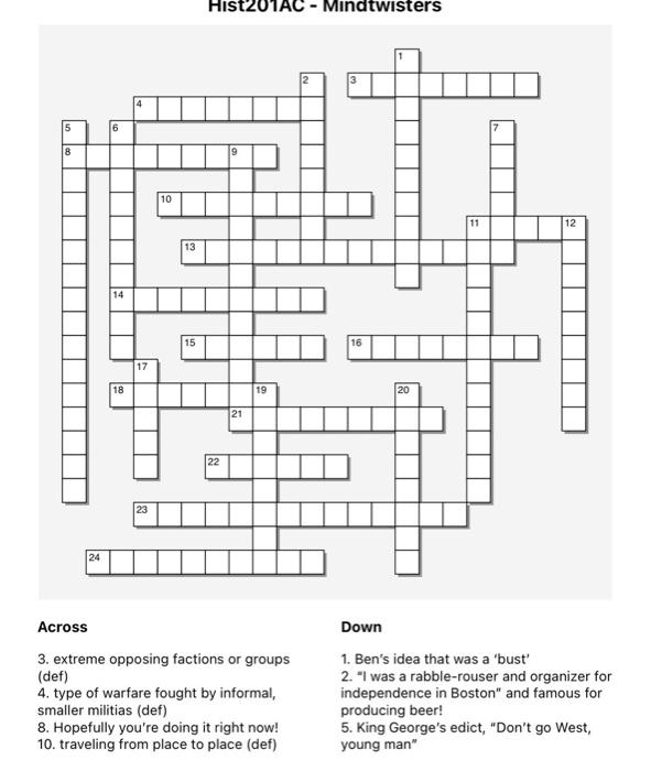 Across Down 3. extreme opposing factions or groups | Chegg.com