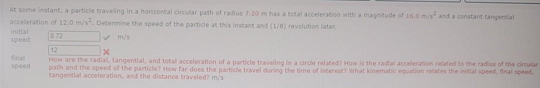 Solved At some instant, a particle traveling in a horizontal | Chegg.com
