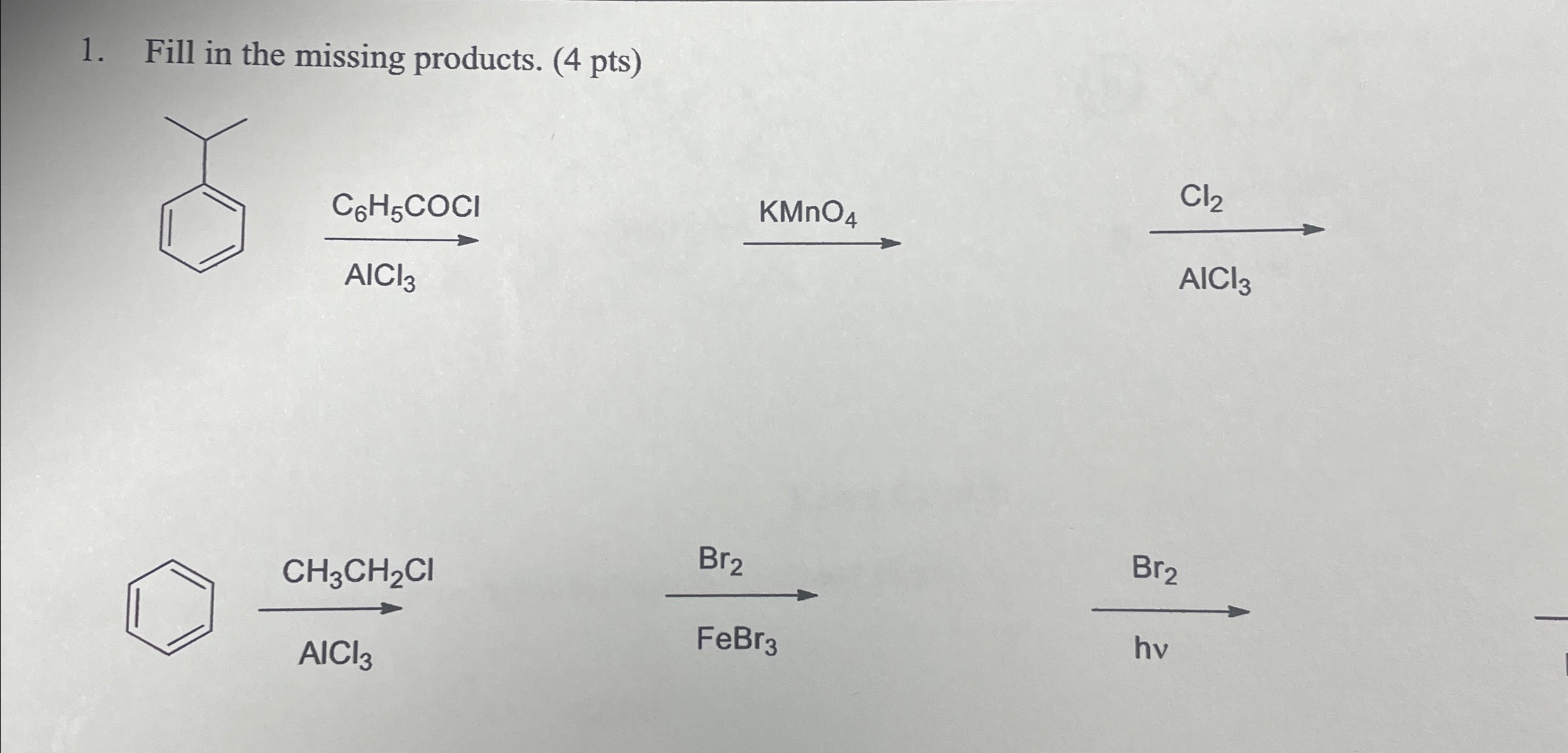 Solved Fill in the missing products. Please include the | Chegg.com
