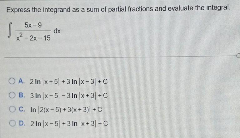 Solved Express the integrand as a sum of partial fractions | Chegg.com