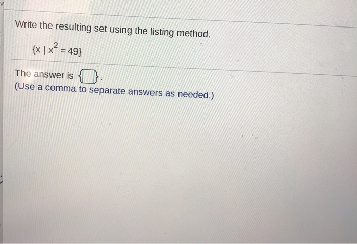 Solved Write the resulting set using the listing method. | Chegg.com