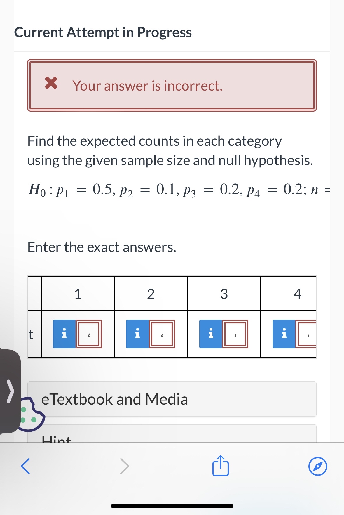 Solved Current Attempt in ProgressYour answer is | Chegg.com