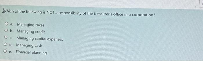 Which of the following is NOT a responsibility of the | Chegg.com