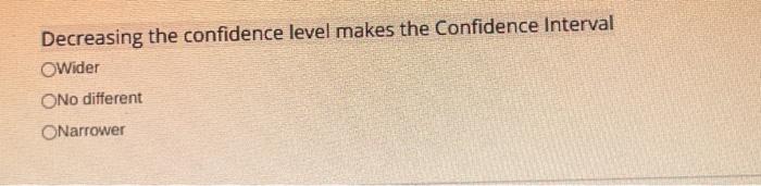 Solved Decreasing the confidence level makes the Confidence | Chegg.com