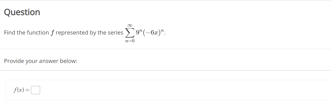 Solved QuestionFind the function f ﻿represented by the | Chegg.com