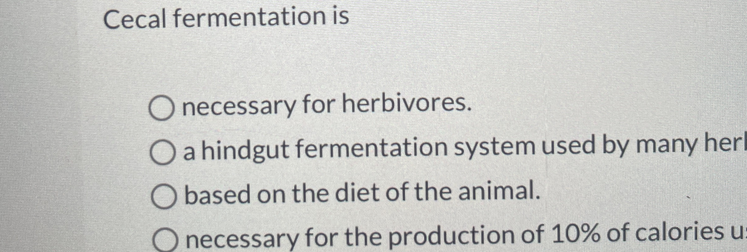 Solved Cecal fermentation isnecessary for herbivores.a | Chegg.com