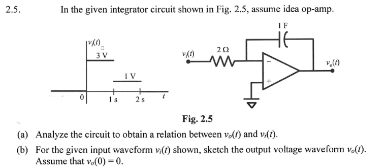 2.5. ﻿In the given integrator circuit shown in Fig. | Chegg.com