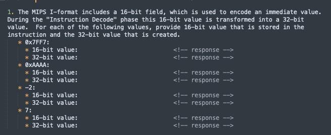 Solved 1. The MIPS I-format includes a 16-bit field, which | Chegg.com