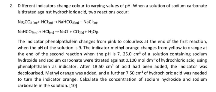 Solved 2. Different indicators change colour to varying | Chegg.com